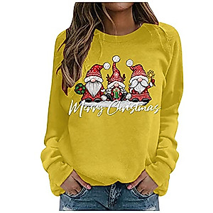 SNKSDGM christmas sweatshirt knit top snowflake reindeer tops blouse party fringe mini bodycon sweater dress waffle double layers oversized white shirts for women black pants for women ugly xmas