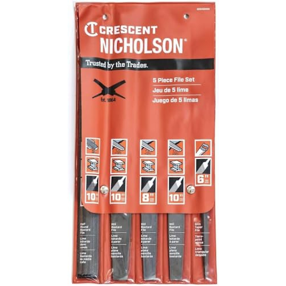 Nicholson 3 Pc. 6" Bastard File Set with Ergonomic Handles - 22015HNNN