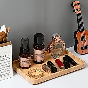 Bamboo Tray, Bathroom Counter Tray Organizer, Vanity Trays for Bathroom Home and Kitchen Serving Decorating Organizing, 12 x 8 x 1 in