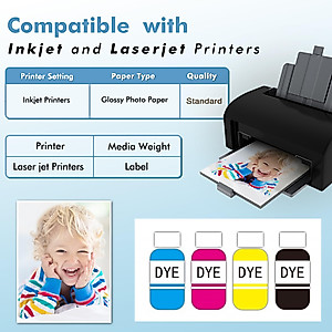 Koala Semi-Gloss Photo Paper 8.5X11 Inches 100 Sheets for Inkjet and Laser Printers Use DYE INK 48LB 180gsm Professional Paper