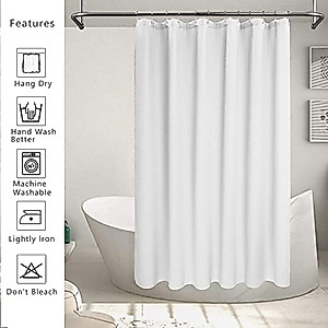 PEDBANRO White Shower Curtain - Waffle Weave Textured Fabric Shower Curtains for Bathroom, Machine Washable Waterproof Soft Cloth & Hotel Quality, Rust Resistant Grommets Weighted Bottom Hem, 72x72