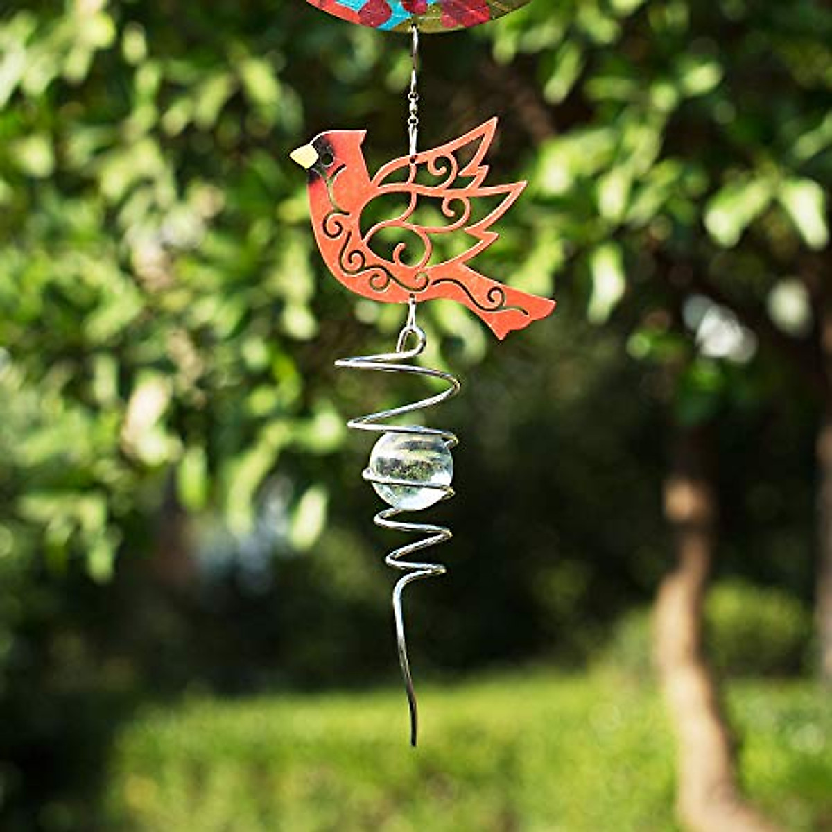 18" Wind Spinner Outdoor Hanging Metal Figurine Spinner for Garden Décor Ornament Lawn Yard Patio,Cardinal