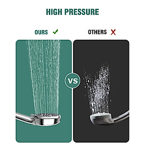 Diiwet Filtered Shower Head with Handheld, High Pressure Shower Heads with Filter for Hard Water, 6 Spray Modes Detachable Showerhead with Hose and Bracket (Chrome Polished)