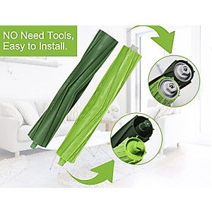 Replacement Parts Accessories Compatible for iRobot Roomba i7 i7+ i3 i3+ i1+ i4 i6 i6+ i8 +/Plus E5 E6 E7 I,E &J Series Vacuum Cleaner,1 Set Rubber Brushes 4 HEPA Filters & 5 Side Brushes