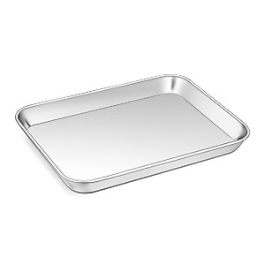 Joyair 9 Inch Toaster Oven Baking Pan, Professional Stainless Steel Small Bakeware Metal Tray for Roasting & Grilling, Bake Cookie/Bacon/Bread, Rust-free & Non-toxic, Dishwasher Safe & Easy Clean