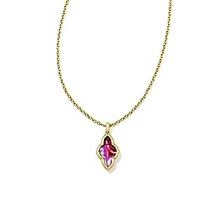 Kendra Scott Framed Abbie Short Pendant Necklace Gold Light Burgundy Illusion One Size