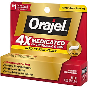 Orajel 4X for Toothache & Gum Pain: Severe Cream Tube 0.33oz- From #1 Oral Pain Relief Brand
