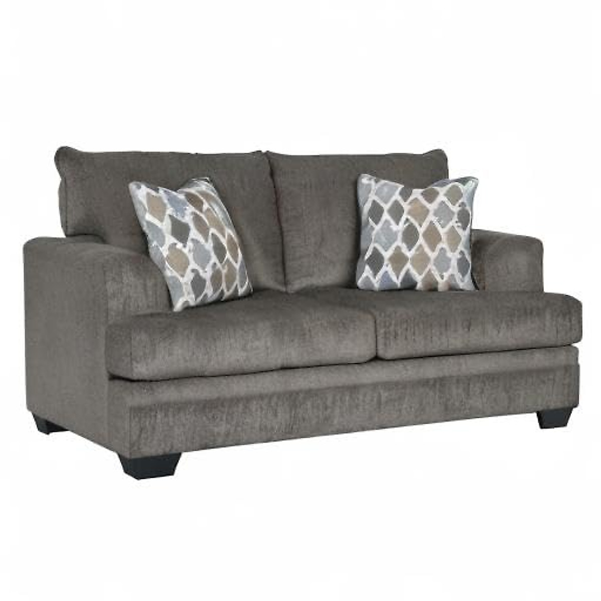 Signature Design by Ashley Dorsten Contemporary Loveseat with Accent Pillows, Slate Gray