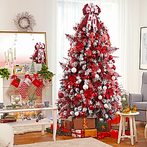 87-Pack Shatterproof Christmas Ball Ornaments Set, Christmas Tree Decorations with Hand-held Gift Package for Xmas Tree Holiday Wedding Party, Red