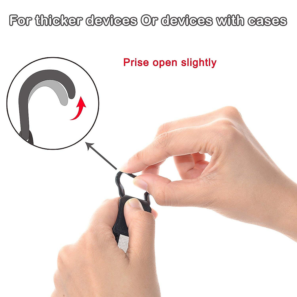 TFY Security Hand Strap Holder Finger Grip Compatible with Kindle E-Readers - Kindle e-Reader 6Inch / Kindle Paperwhite/Voyage/Oasis/Nook GlowLight Plus/Sony PRS-300 / PRS-350 (Black)