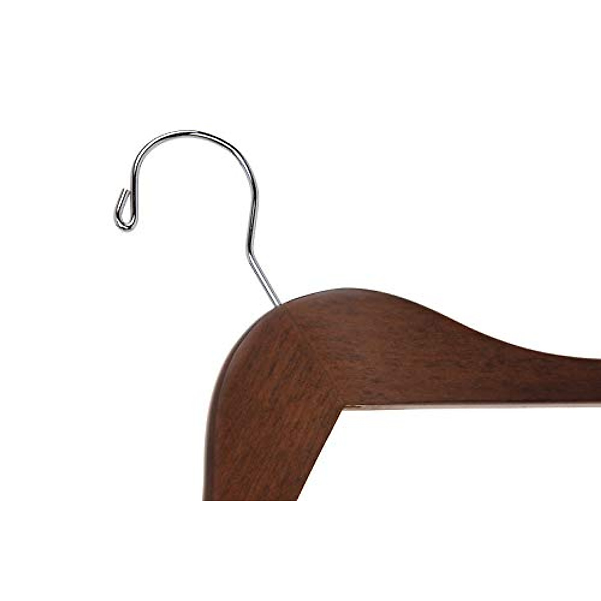 Quality Semi Curved Wooden Suit Hangers, 10-Pack Smooth Finish Solid Wood Coat Hanger with Swivel Hook, Jacket, Pant, Dress Clothes Hangers (Walnut - Chrome Hook, 10)