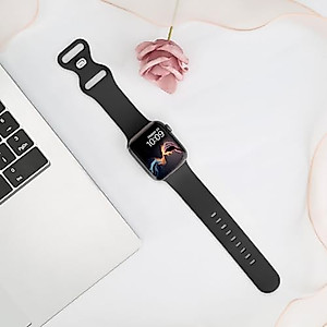 Andrea Silicone Sport Band Compatible with Apple Watch Bands for Women Men 38mm 40mm 41mm 42mm 44mm 45mm 49mm, Soft Strap iWatch Bands for Series 9, 8, 7, 6, 5, 4, 3, 2, 1 SE Ultra