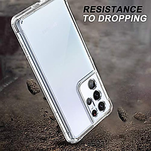 SURITCH Clear Case for Samsung Galaxy S21 Ultra 5G,[Built in Screen Protector][Camera Lens Protection] Full Body Protective Shockproof Bumper Rugged Cover for Galaxy S21 Ultra 6.8 Inch (Clear)