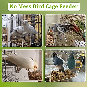 No Mess Bird Feeder for Cage Bird Feeder Automatic Bird Cage Feeder, Acrylic No Spill Bird Feeder Cage for Parakeet Parrot Cockatiels Cockatiels Lorikeet Lovebirds Cage Seed Feeder 6.4inch