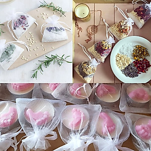 joycraft 50Pcs Organza Bags, 2x3 inch Gift Favor Bags, White Wedding Favor Bags, Jewelry Pouches with Drawstring, Mesh Bags Drawstring for Jewelry, Festival, Makeup, Candy, Desserts