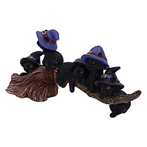 Nemesis Now Purrfect Broomstick Witches Familiar Black Cats and Broomstick Figurine,27.5cm