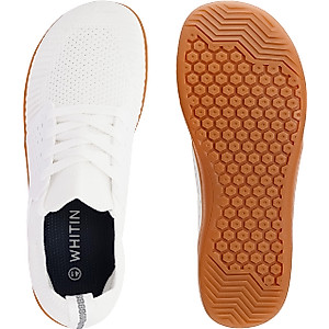 WHITIN Women's Minimalist Barefoot Low Zero Drop Shoes Female Sneakers Width Ladies Size 9 Wide Toe Box Trail Running Wider Tennis White/Gum 40