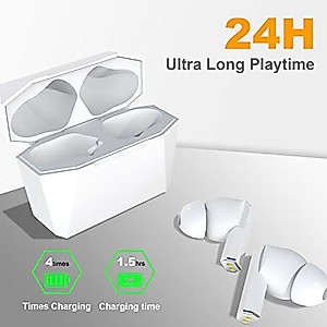 Konnek Stein Wireless Earbuds Bluetooth 5.0 Headphone, Type-C Charging Case 320mAh, Touch Control, Built-in Mic Active Noise Cancelling True Wireless Earbud - White, (ePRO-AE05-WH-KS-US)
