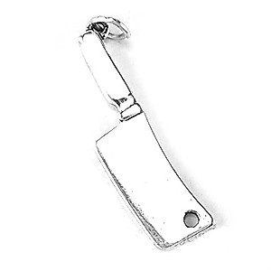 CLEAVER Charm RESTAURANT Chef knife Pendant Jewelry Sterling Silver 925 .925 3D