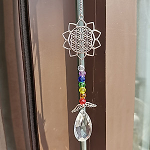 Healing Crystal Car Hanging Flower of Life Accessories Rearview Mirror Window Garden Decorations Wall Home Decor Ornaments