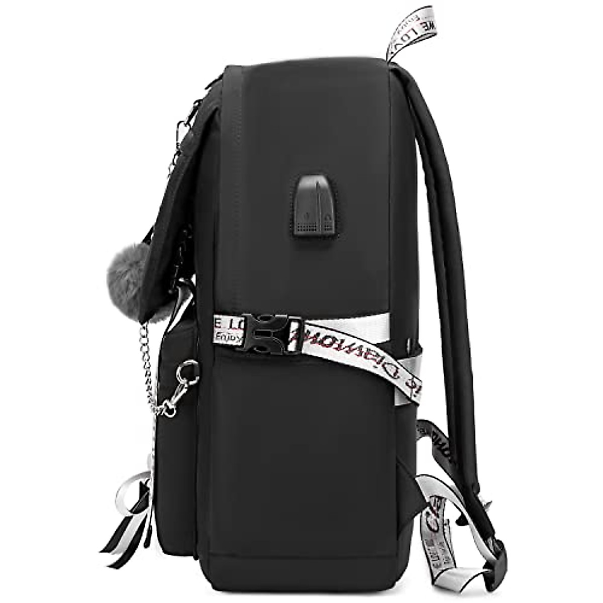 Spotted Tiger School Backpack for Girls Backpack with Lunch Box Aesthetic Backpack for Teen Girl Backpack School Bag Bookbag (Black)