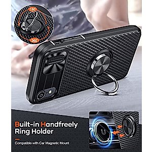 LeYi for iPhone XR Case: iPhone XR Phone Case with [2 Pack] HD Screen Protectors, Armor Defender Non-Slip Textured Back with Camera Cover & Stand Case for iPhone XR, Black