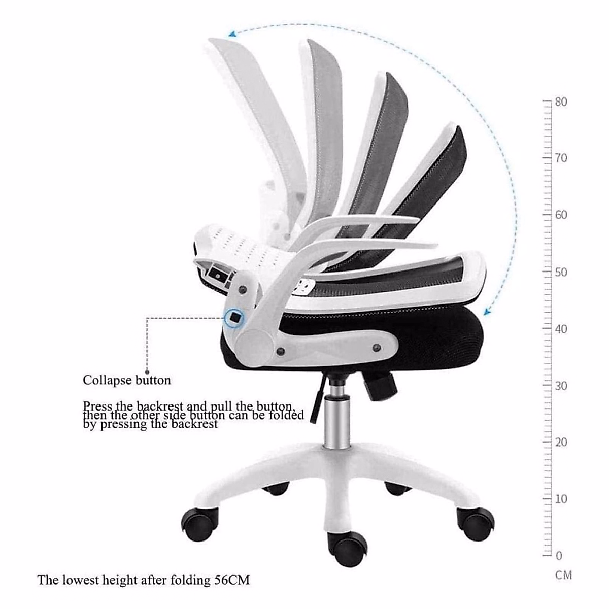 Chair Ergonomic Office Desk Chair Mesh Swivel Computer Task Chair Mid Back with Flip Up Arms