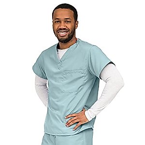 Medline PerforMAX One-Pocket Reversible Scrub Top, ANG-CC, Small, Misty Green