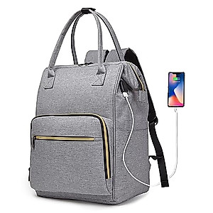 seyfocnia Laptop Backpack for Men Women, Carry on Travel Backpack with USB Port, 17 Inch Large Laptop Computer Casual Daypack for Work Business Traveling Bag (Grey)