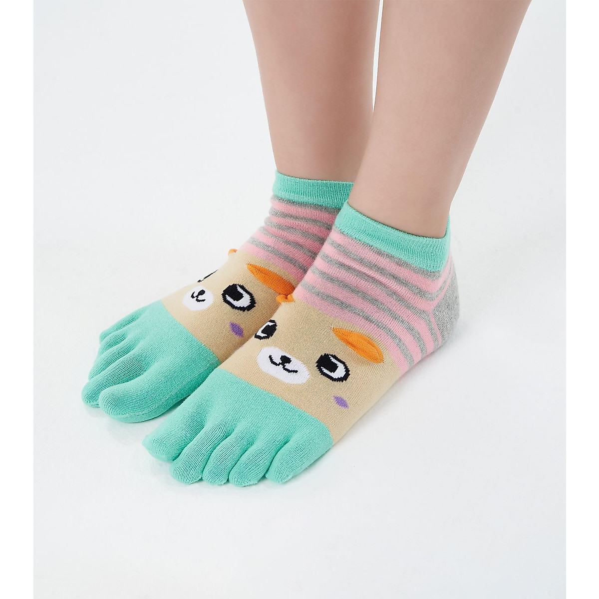 HONOW Women's Low Cut Toe Socks Ankle Cotton Running Socks(Pack of 5/6)