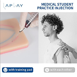LAPLAY IV Injection Training Pad Model, 4 Veins Imbedded 3 Skin Layers, Reusable and Durable for Doctors, Nurses, Veterinarians Practice ​Injection