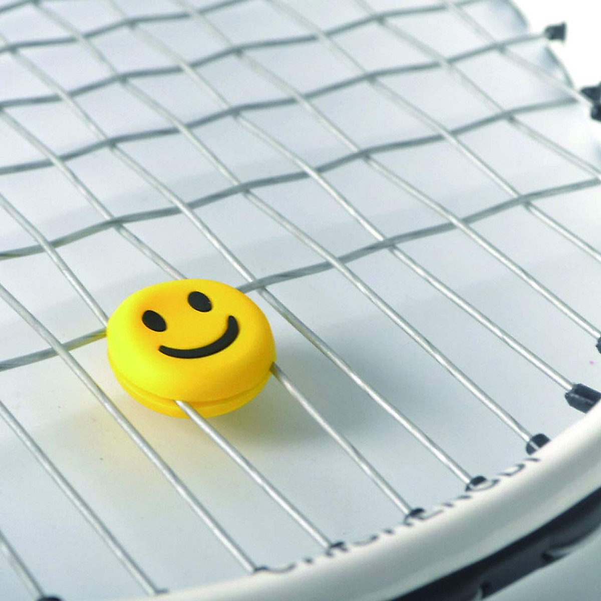 Acxico 8 pcs Silicone Rubber Smile Face Tennis Racquet Vibration Dampener Shock Absorber(4 Smiley Yellow + 4 Surprise Yellow)