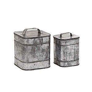 Deco 79 Metal Square Box, Set of 2 8", 7"H, Silver