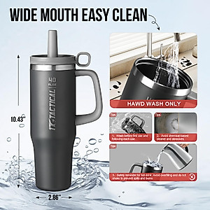 1TG Tactical 40 oz Tumbler with Straw and Lids - Tactical Water Bottle with Handle | Reusable Stainless Steel Metal Bottle Silicone Straws with Cover | Cupholder Friendly for Travel Camping Gym Shcool