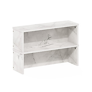 Furinno Helena Kitchen Counter Stackable Organizer Shelf, Set of 2, 18-Inch, Marble White