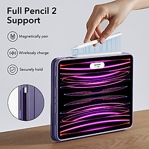 ESR for iPad Pro 12.9 Case (6th/5th Generation, 2022/2021), Removable Magnetic Cover, Adjustable Portrait/Landscape Stand with Raised Display View, 9 Standing Angles, Shift Series, Purple