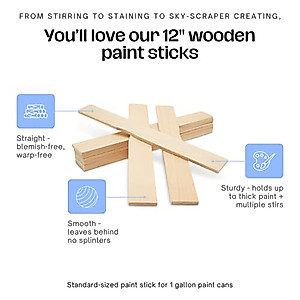 12 Inch Paint Sticks, Box of 25 Hardwood Paint Stirrers, Wood Mixing Paddles for Epoxy or Resin, Garden or Library Markers by Woodpeckers