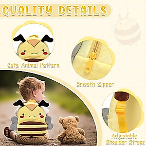 Kasqo Cute Toddler Backpack for Boys and Girls, 9.4" 3D Soft Plush Animal Mini Lightweight Travel Bag for Baby, Flying Bee
