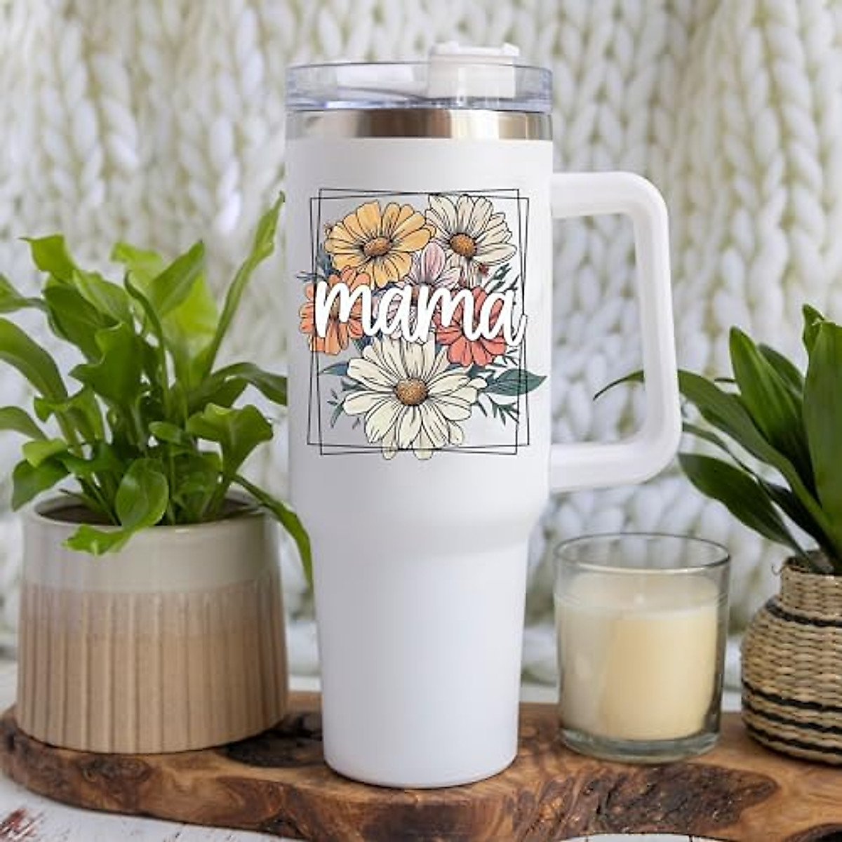 Noni Personalized Mama Tumbler, Custom Mama Tumblers With Handle And Straw, New Moms Gifts, Mothers Day Tumbler Gifts, Mommy Cups, Inspirational Mom Mug