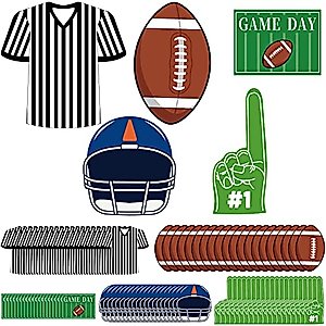 100 Pcs Paper Football Cutouts Football Theme Party Decoration Football Cutouts for Crafts Game Day Party Decorations with Glue Points for Sport Birthday Party Wall Decoration