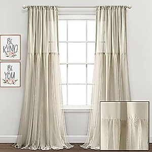Lush Decor Tulle Skirt Solid Window Curtain Panel Pair, 84" L x 40" W, Neutral