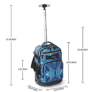 Tilami Rolling Backpack 18 inch Wheeled Backpack School College Student Travel Trip Boys and Girls