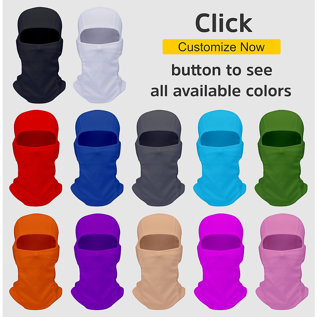 Custom Ski Mask Design Your Own Tactical Face Mask Customize Balaclava (Black)