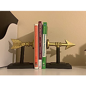 Large Gold Arrow Metal Bookends | Heavy, Decorative, Farmhouse, & Unique for The Bookshelf by Wallcharmers