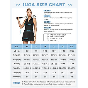 IUGA Tennis Dresses for Women Golf Dress with Shorts Underneath Built-in Bra Workout Exercise Athletic Dress with Pockets Black