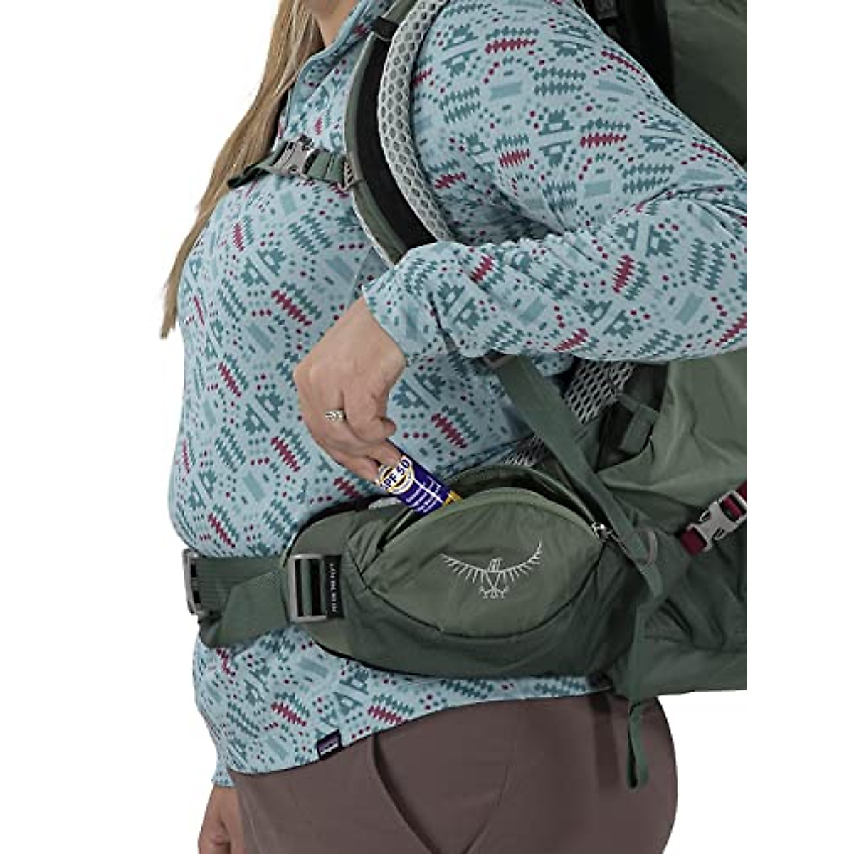 Osprey Aura AG LT 50L Women's Backpacking Backpack, Koseret/Darjeeling Spring Green, WXS/S