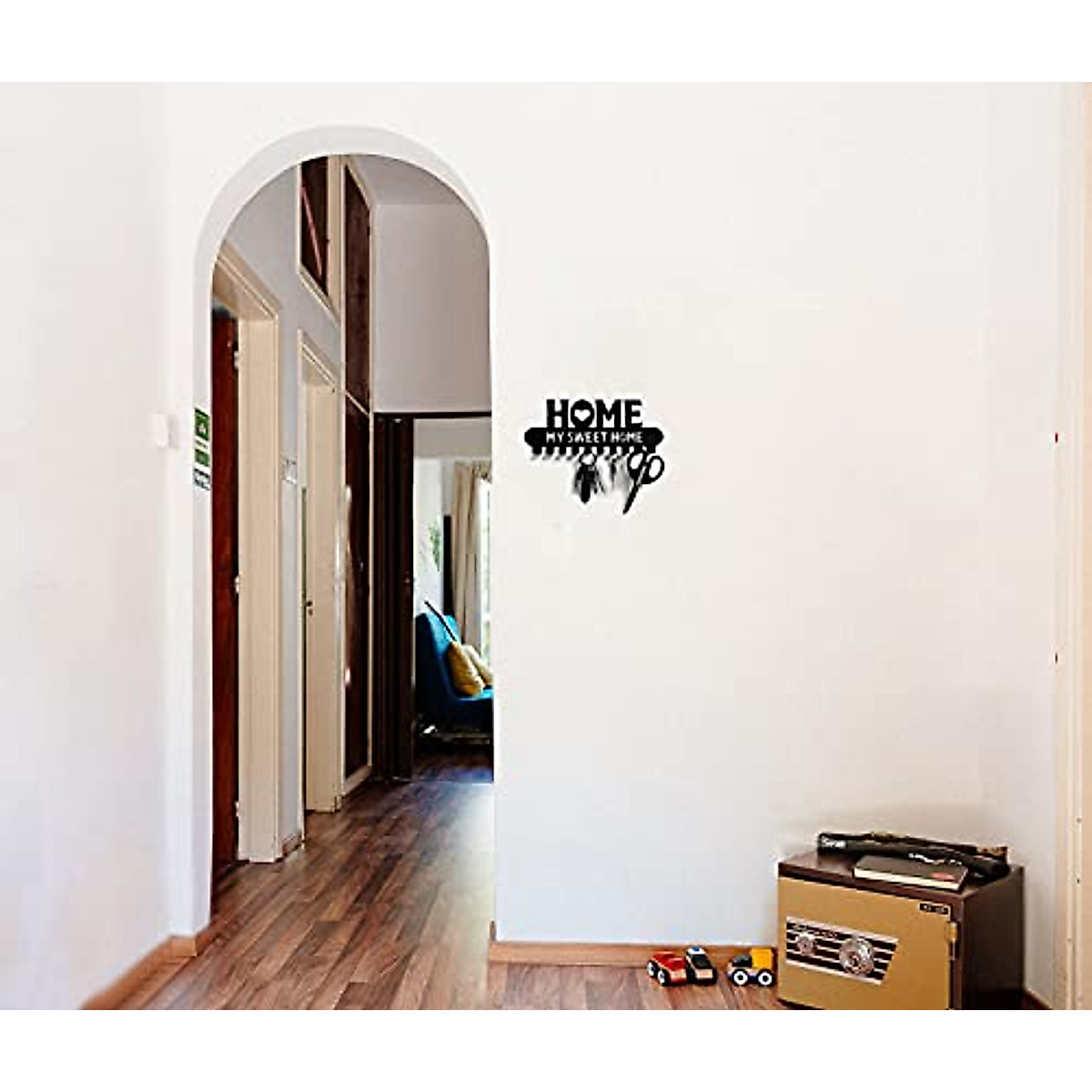 NASTURTIUM Black Metal Key Holder Hooks Sweet Home Wall Hanger Decor for Front Door Kitchen Garage Ready to Hang, 10 Hook Racks