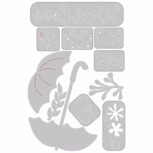 Sizzix Thinlits Die Set 11PK Flowers in Umbrella by Olivia Rose, 665180, Multicolor