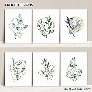RYVE Botanical Wall Art - Set of 6 Botanical Prints - Art Prints, Plant Wall Decor, Eucalyptus Wall Decor, Plant Wall Art Prints, Green Wall Art Decor, Plant Prints, Leaf Wall Art (8x10 - UNFRAMED)