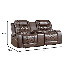 Lexicon Derringer Wall Hugger Power Double Reclining Loveseat, Brown